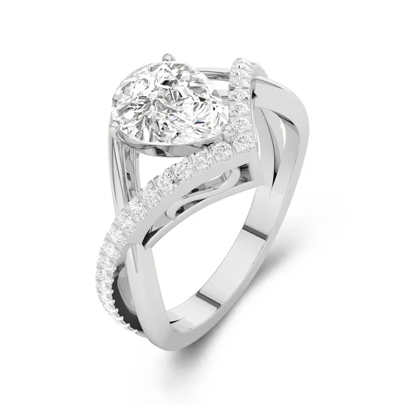 Prong Engagement Ring Cubic Zirconia 925 Sterling Silver