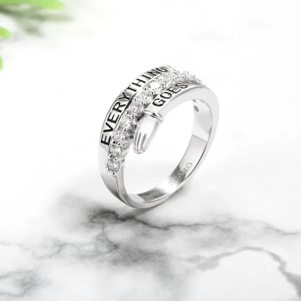 Unique Hand Wedding Band 925 Sterling Silver