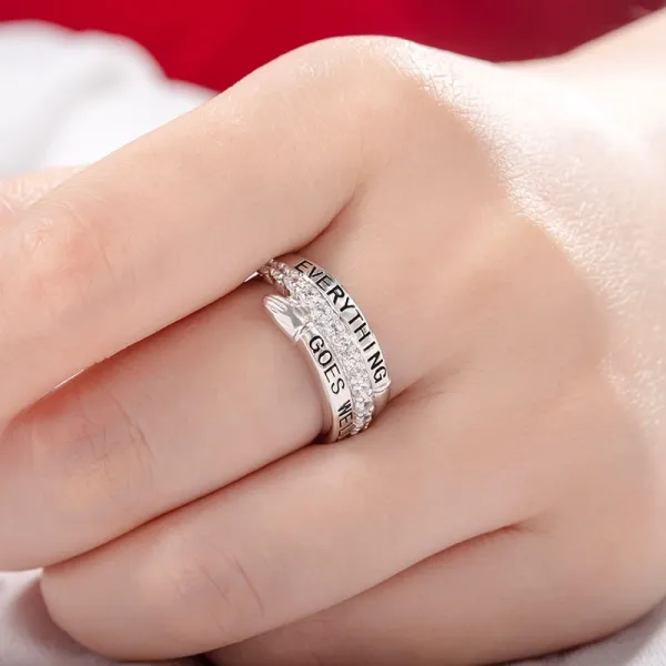 Unique Hand Wedding Band 925 Sterling Silver