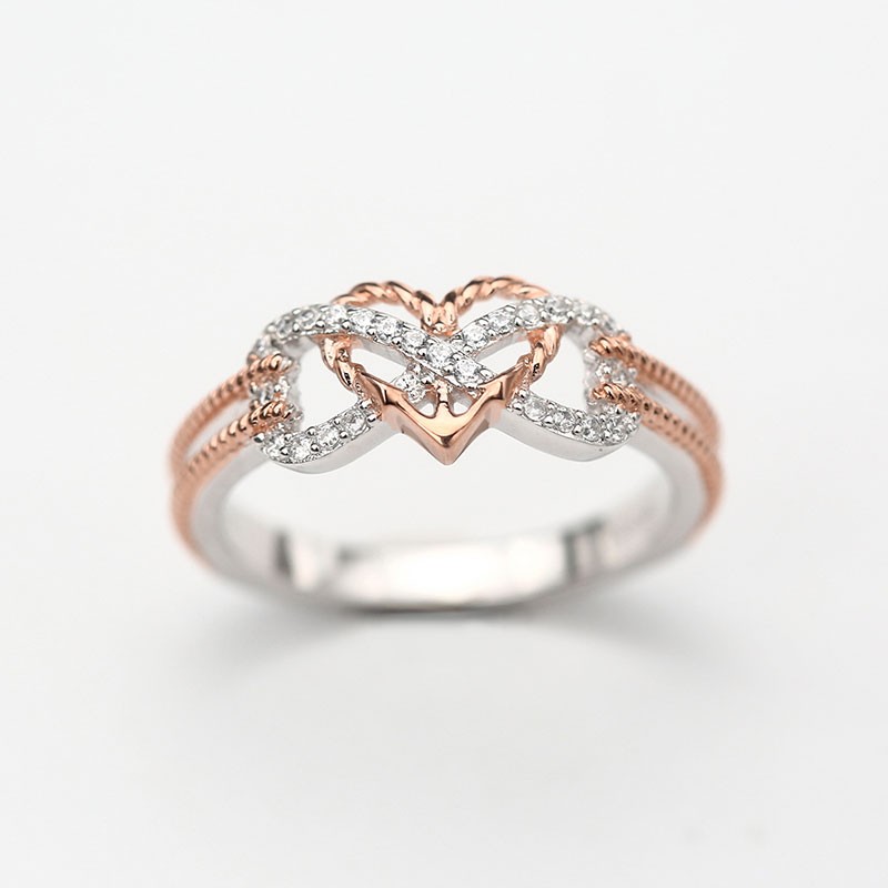 Anchor Ring In Rose Gold Silver Infinity Heart Shaped-VANCARO